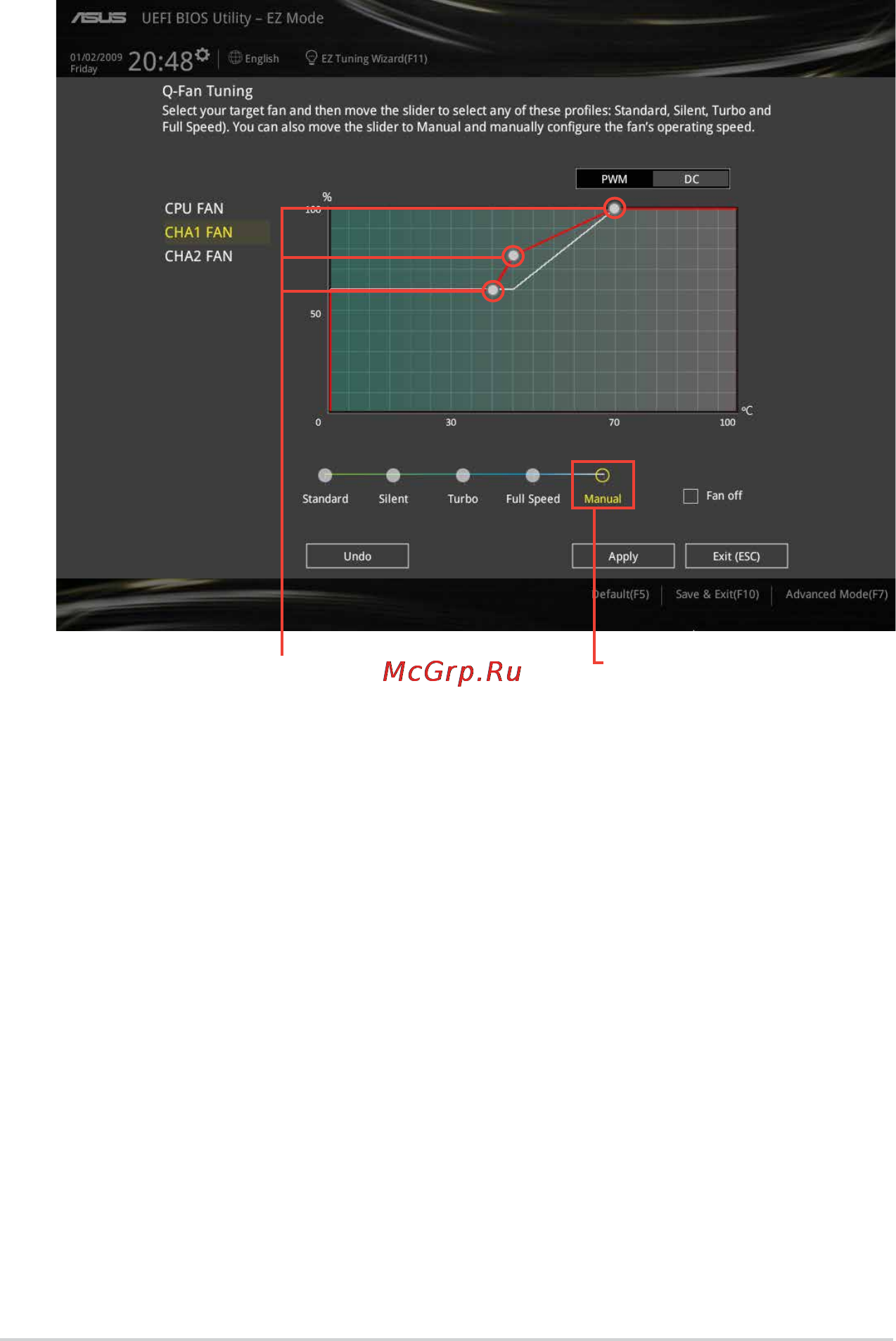 Asus z97-p [44/86] Configuring fans manually
