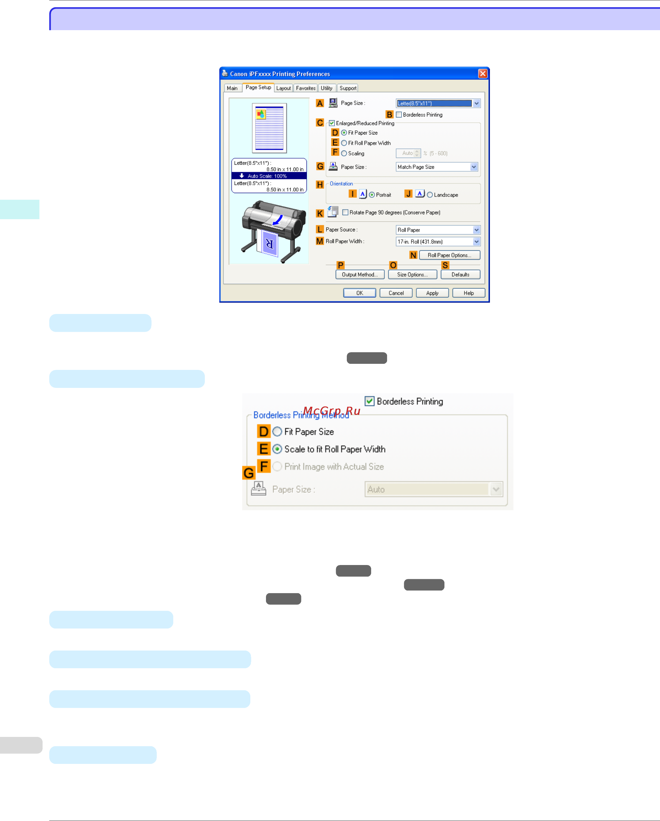 Canon imageprograf ipf765 [196/740] Page setup sheet