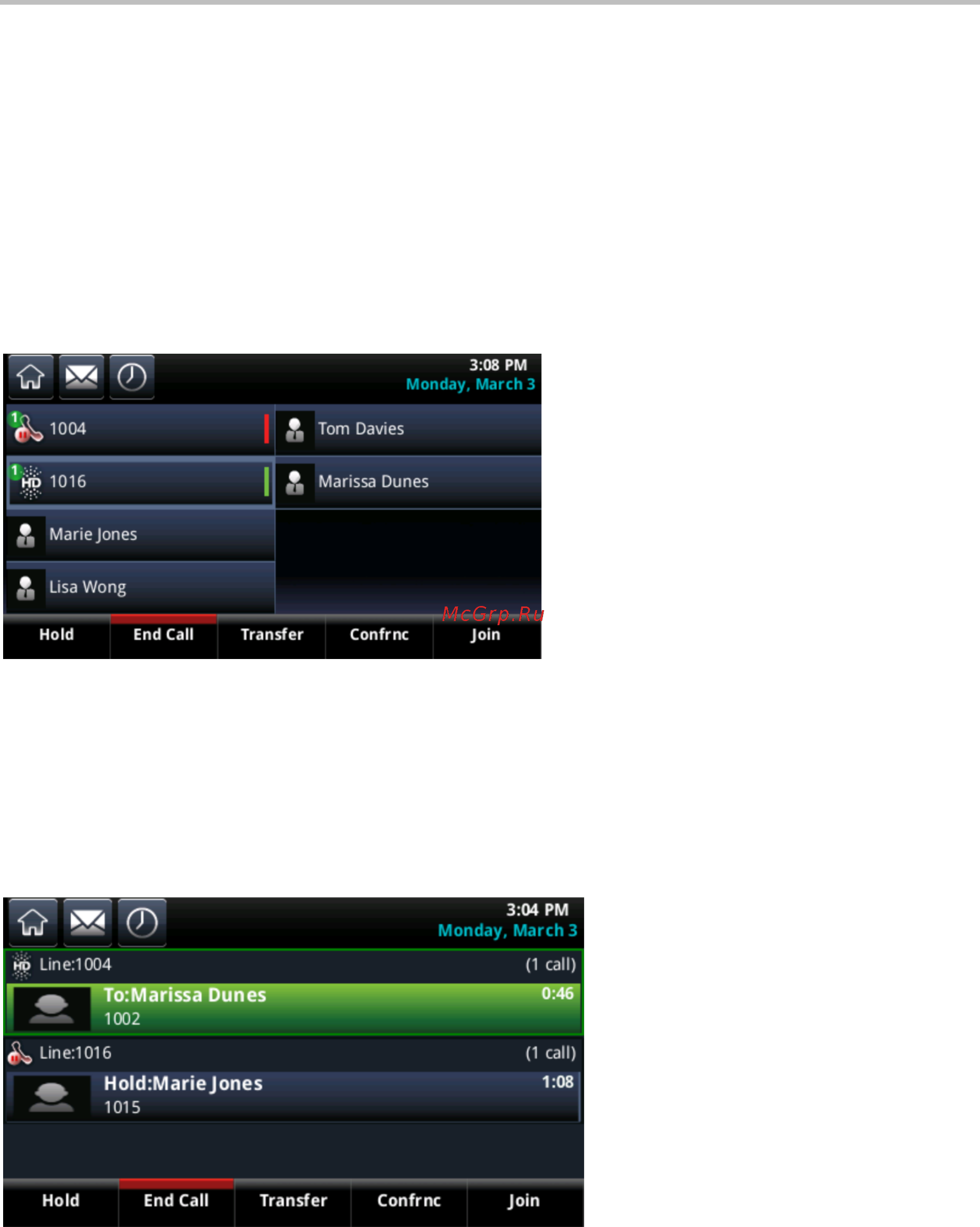 Polycom CX5500 для Microsoft Lync [47/101] Управление несколькими вызовами