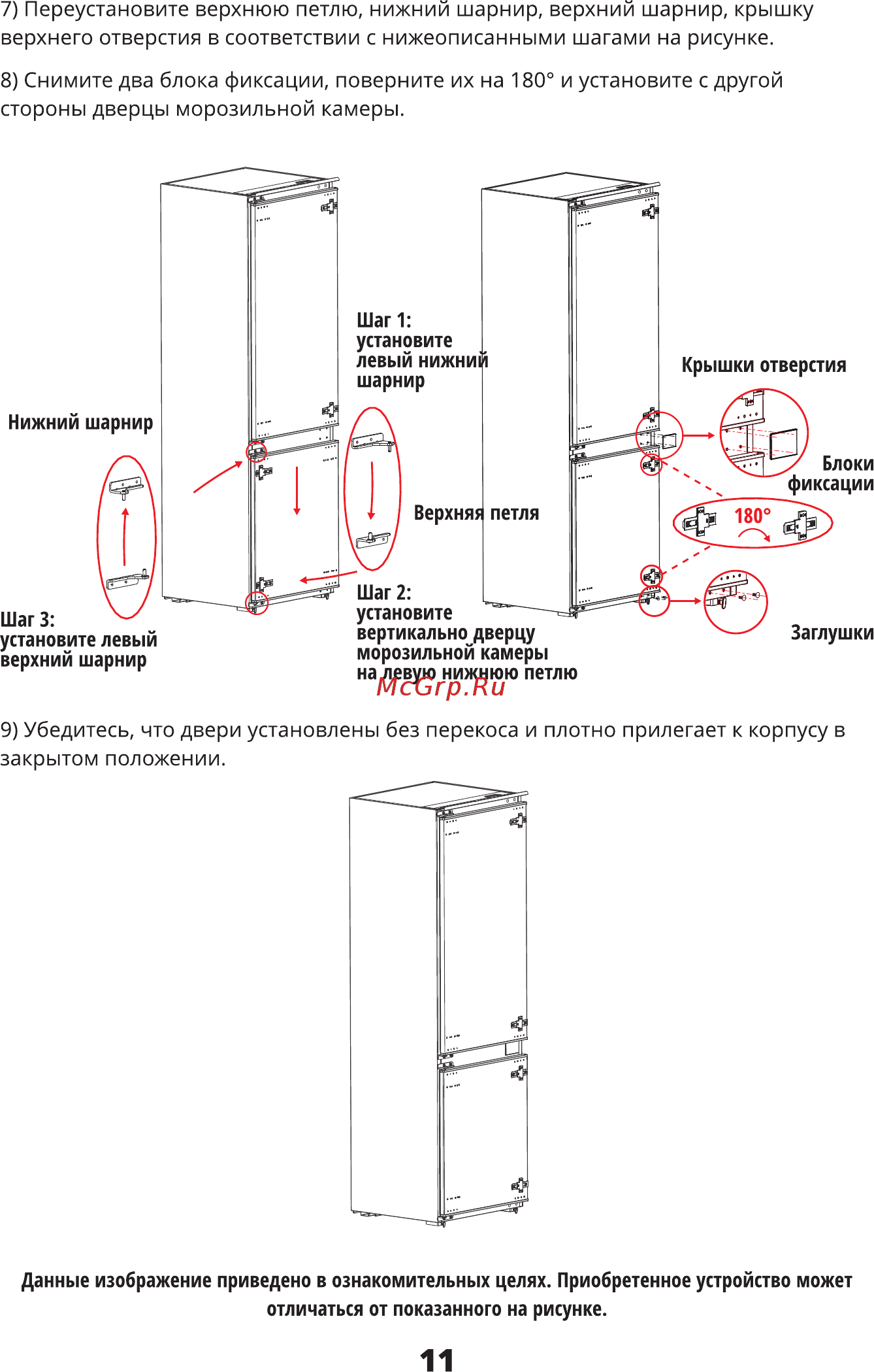 Leran BIR 2705 NF [12/24] Убедитесь что двери установлены без перекоса ...