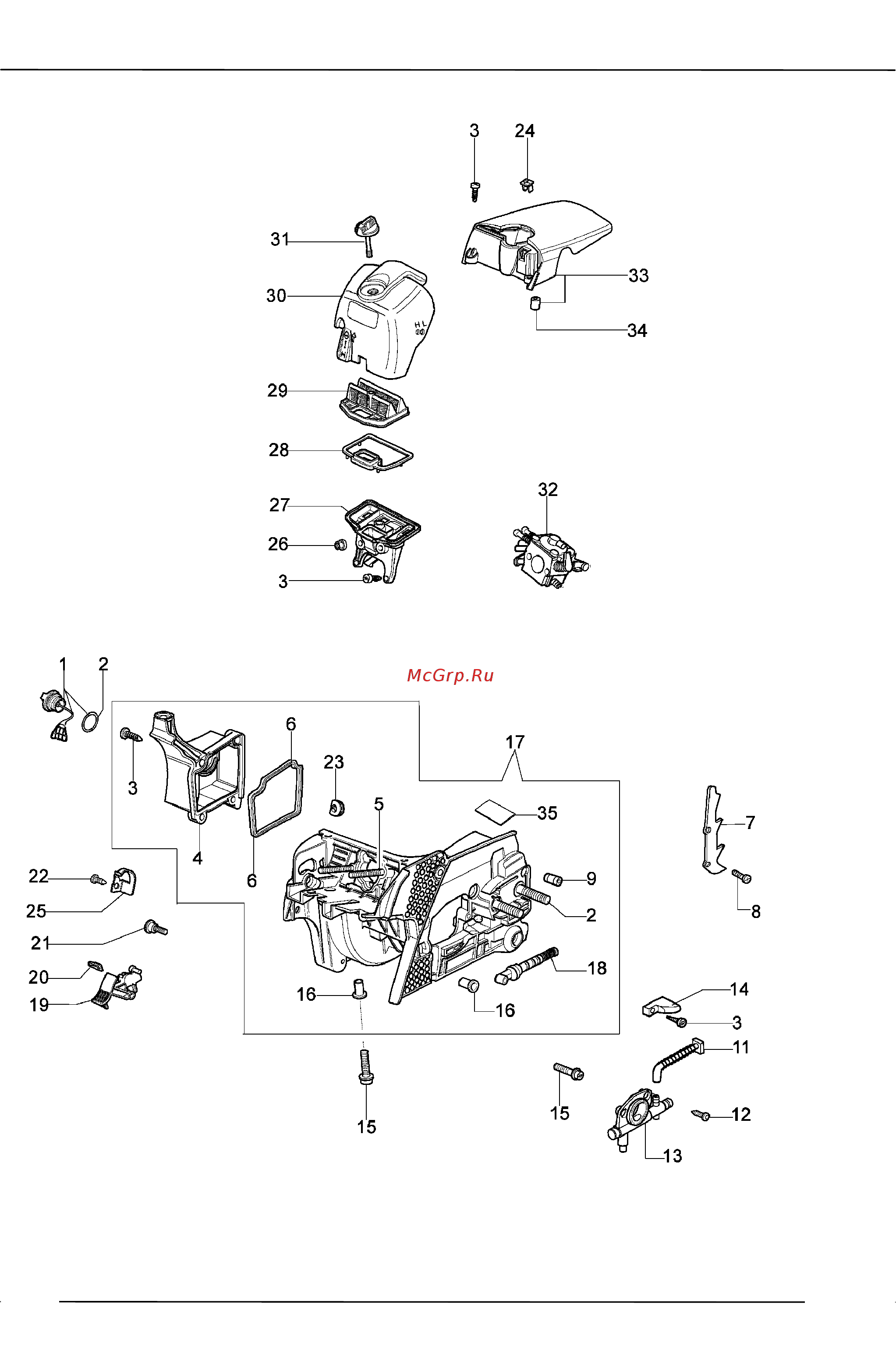 Oleo-Mac 941 CX (16", 0,325, 1,3) [5/12] Иллюстрацияcrankcase