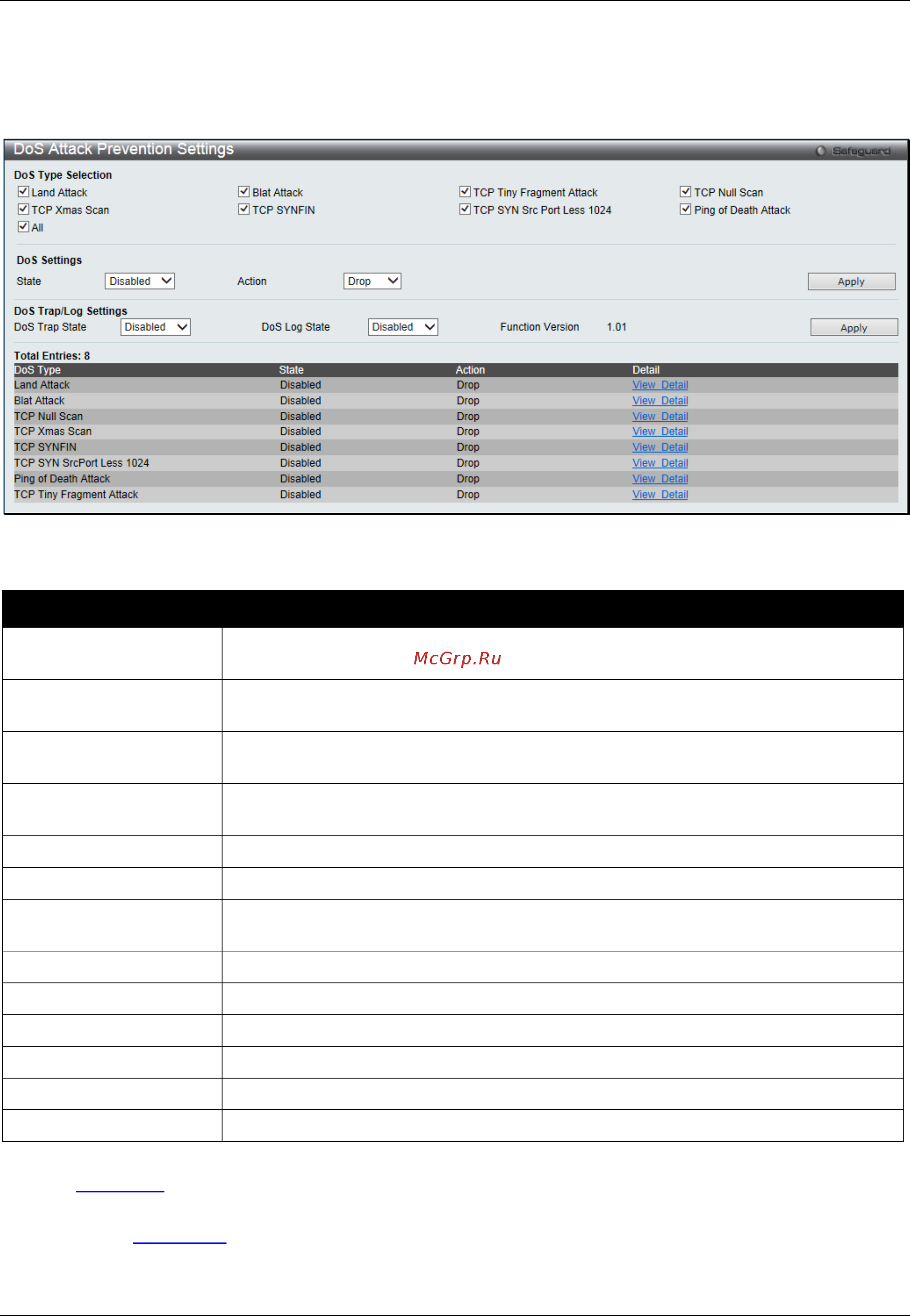 D-Link DGS-3000-28SC [317/444] Dos attack prevention settings