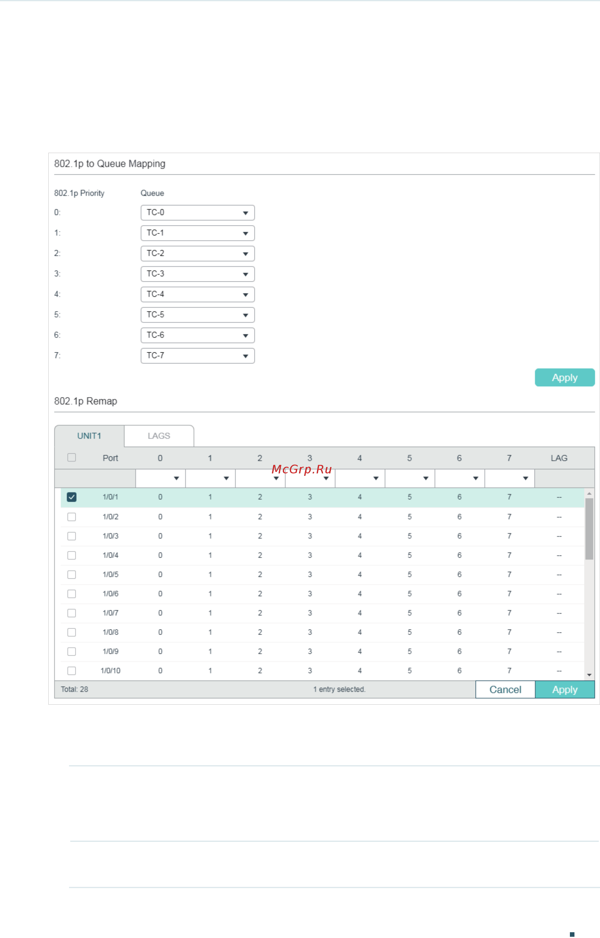 Tp-Link T2600G-28MPS V4 [647/1124] In the 802 p to queue mapping section configure the mappings ...