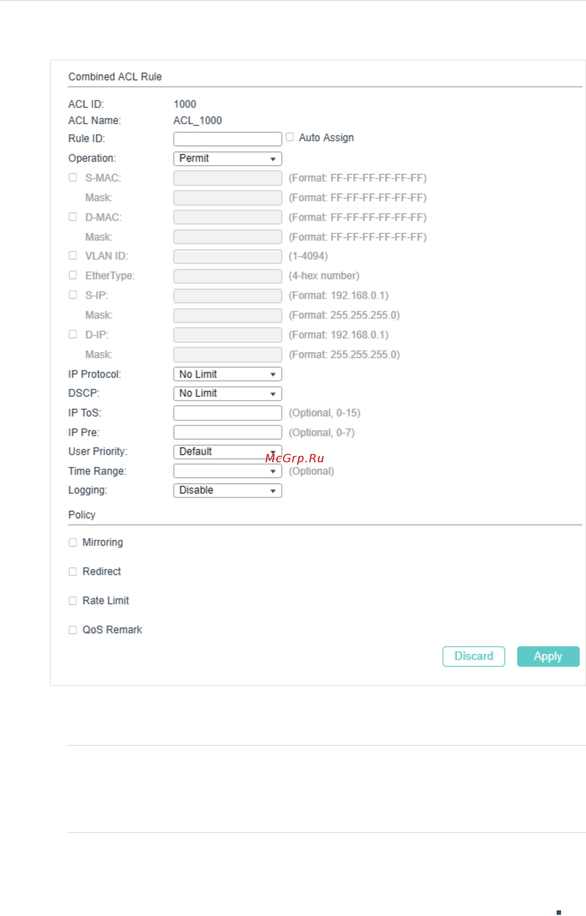Tp-Link T1500G-10PS V2 [605/844] In the combined acl rule section ...