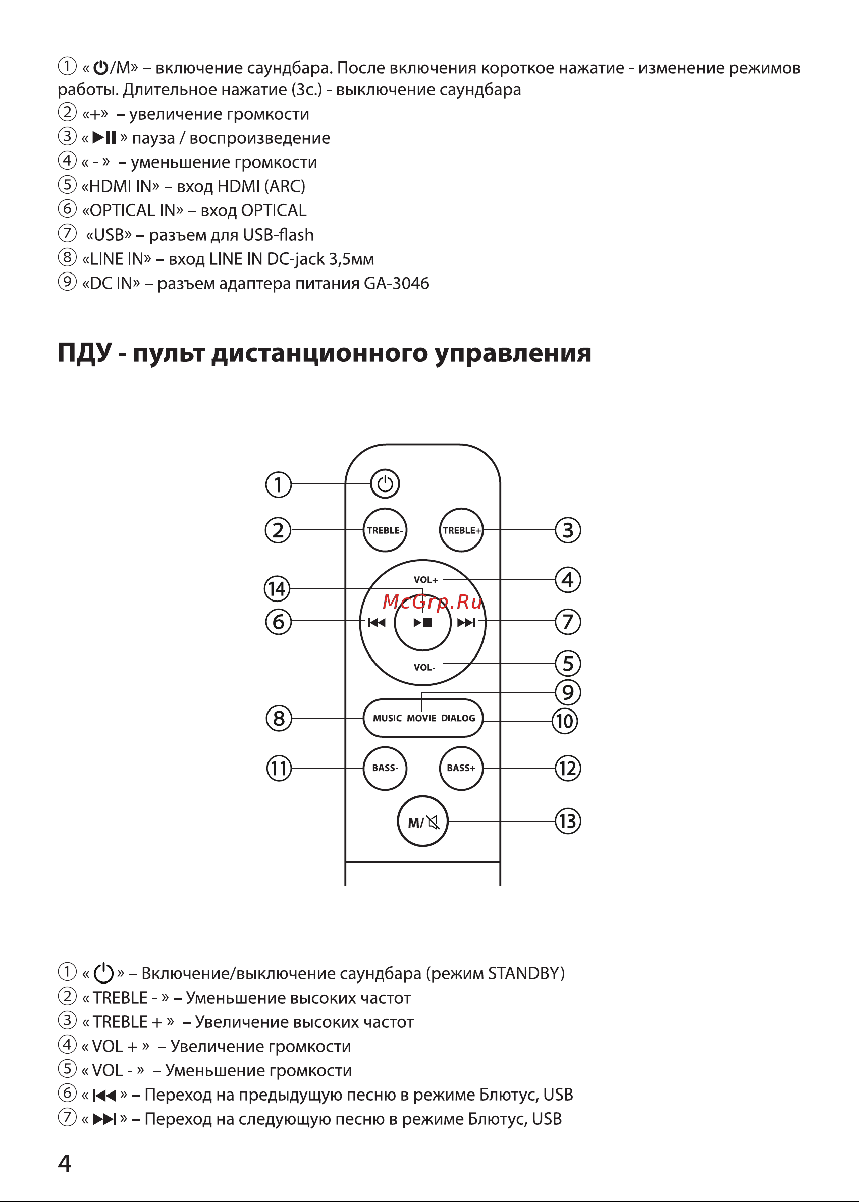 Ginzzu GM-505 Инструкция по эксплуатации онлайн [4/13] 629666